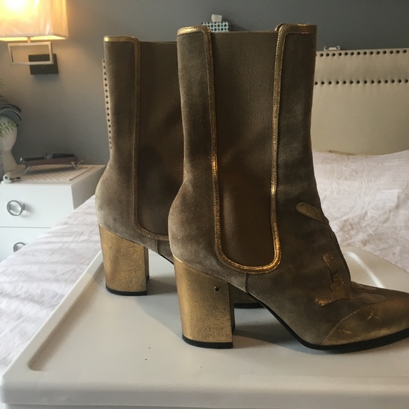 Hermes | Shoes | Hermes Semelle Cuir For Herms Tan Suede Boot With Gold ...